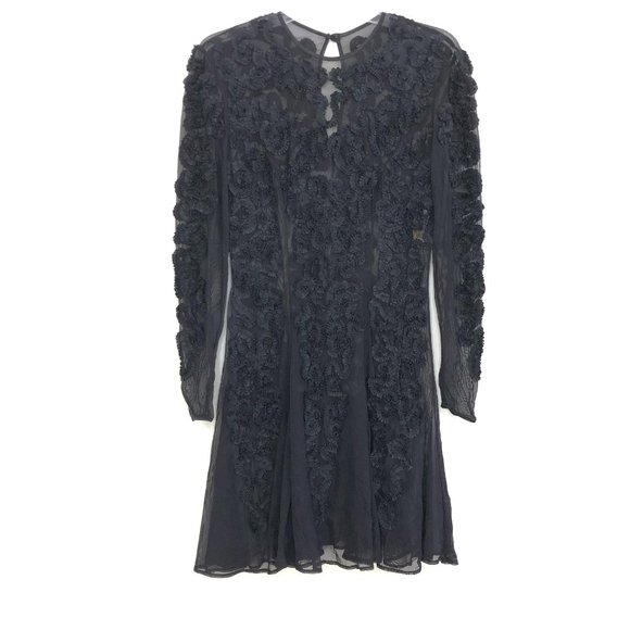 Cache | Dresses | Cache Formal Sheer Lace Long Sleeve Dress Bi | Poshmark